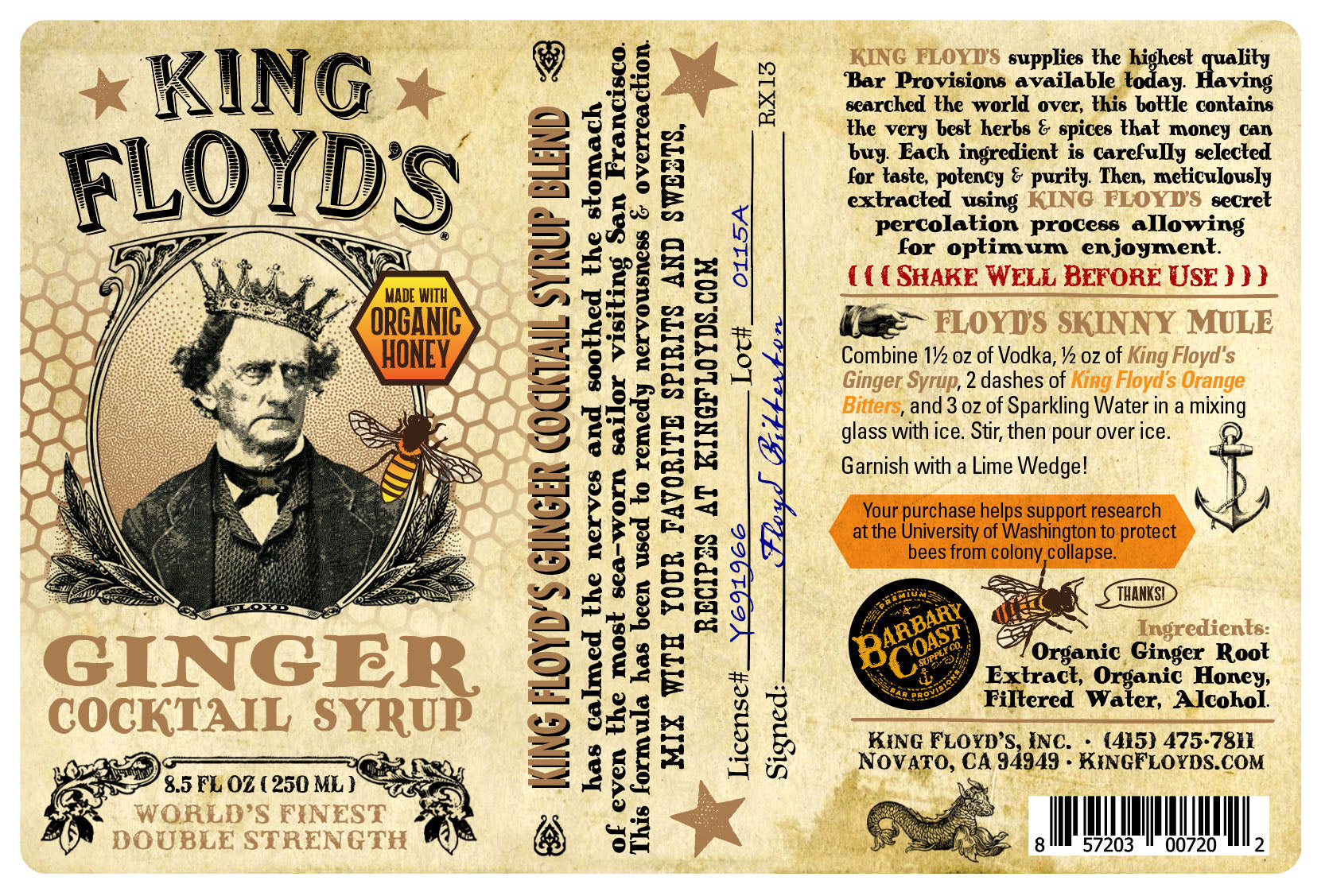 KING FLOYD'S Ginger Cocktail Syrup – King Floyd's Bar Provisions